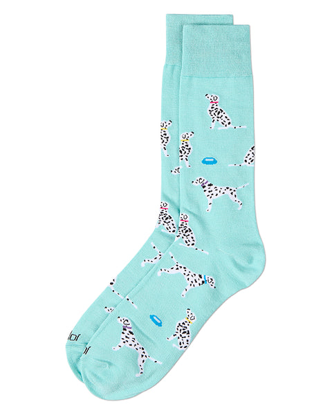 Men's Dalmatian-Themed Rayon Blend Novelty Crew Sock