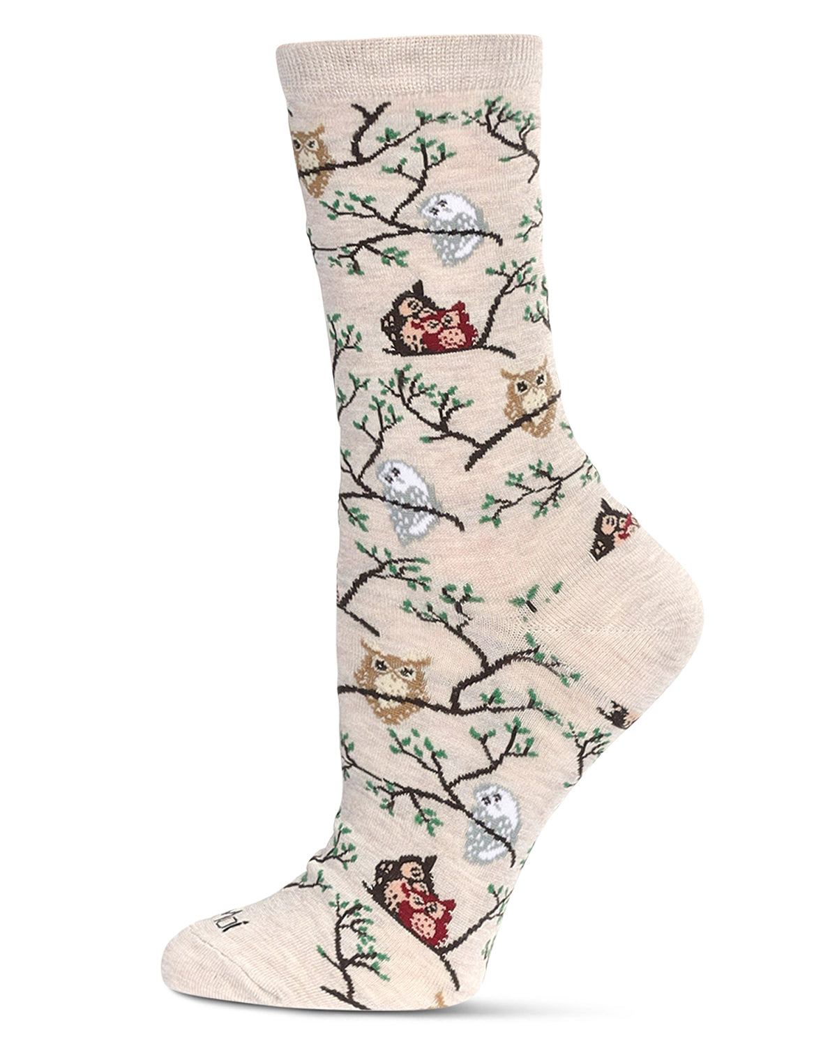 Women's Owls-Themed Rayon-Blend Fine-Gauge Novelty Crew Sock – MeMoi