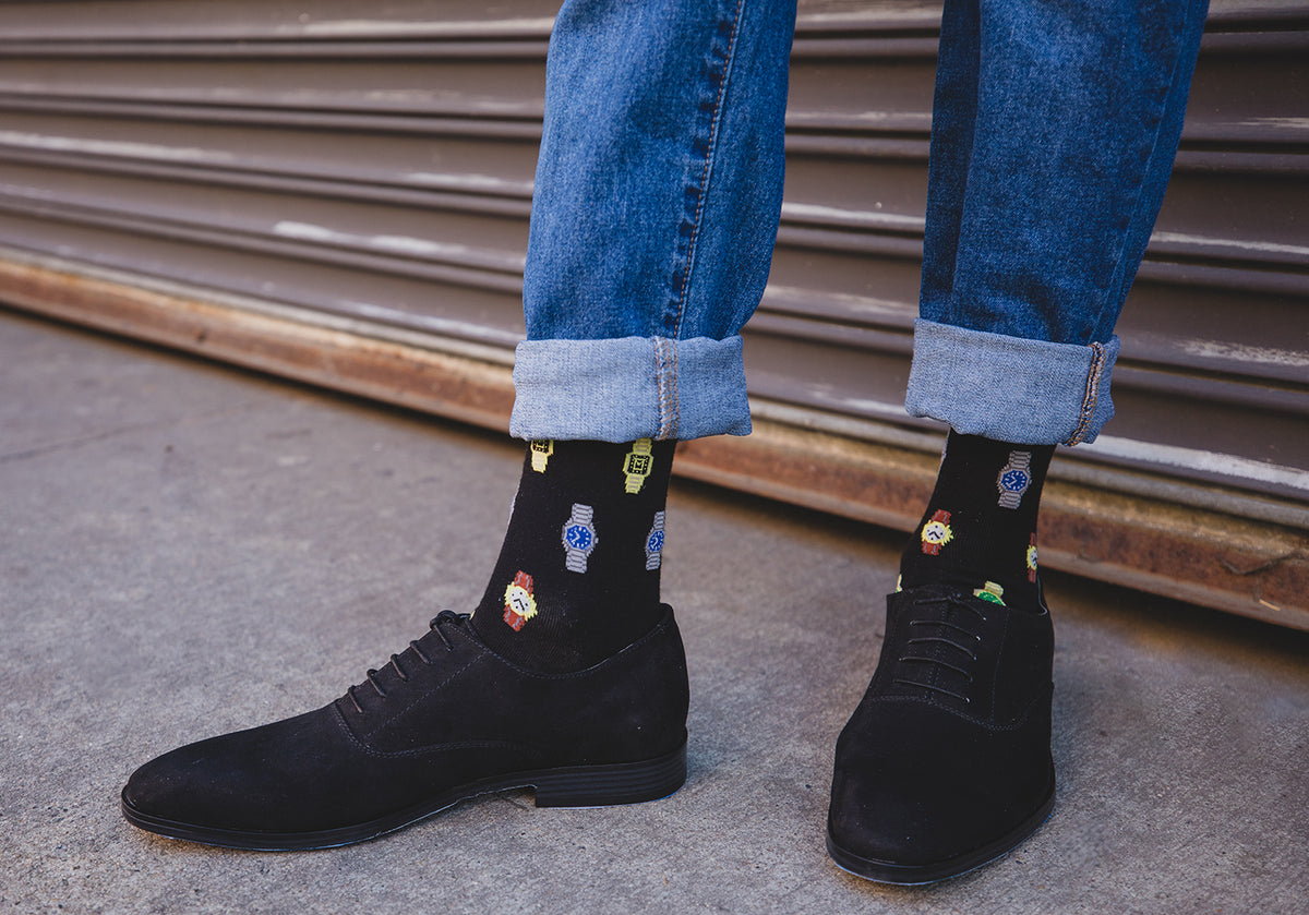 Men's Time to Get a Watch Bamboo Blend Novelty Crew Sock