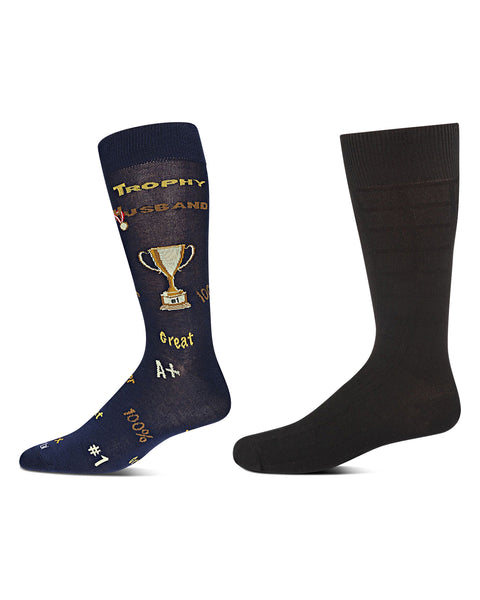 Men's 2 Pair Pack Trophy Husband Novelty Socks