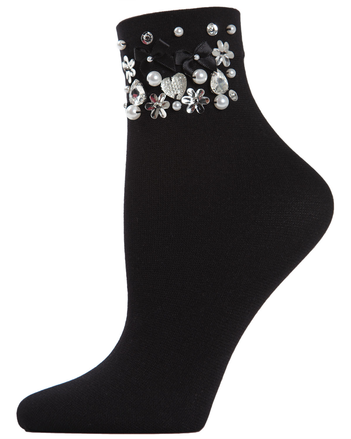Women's "Mixed Emotion" Faux-Jewel-Trimmed Ankle Sock – MeMoi