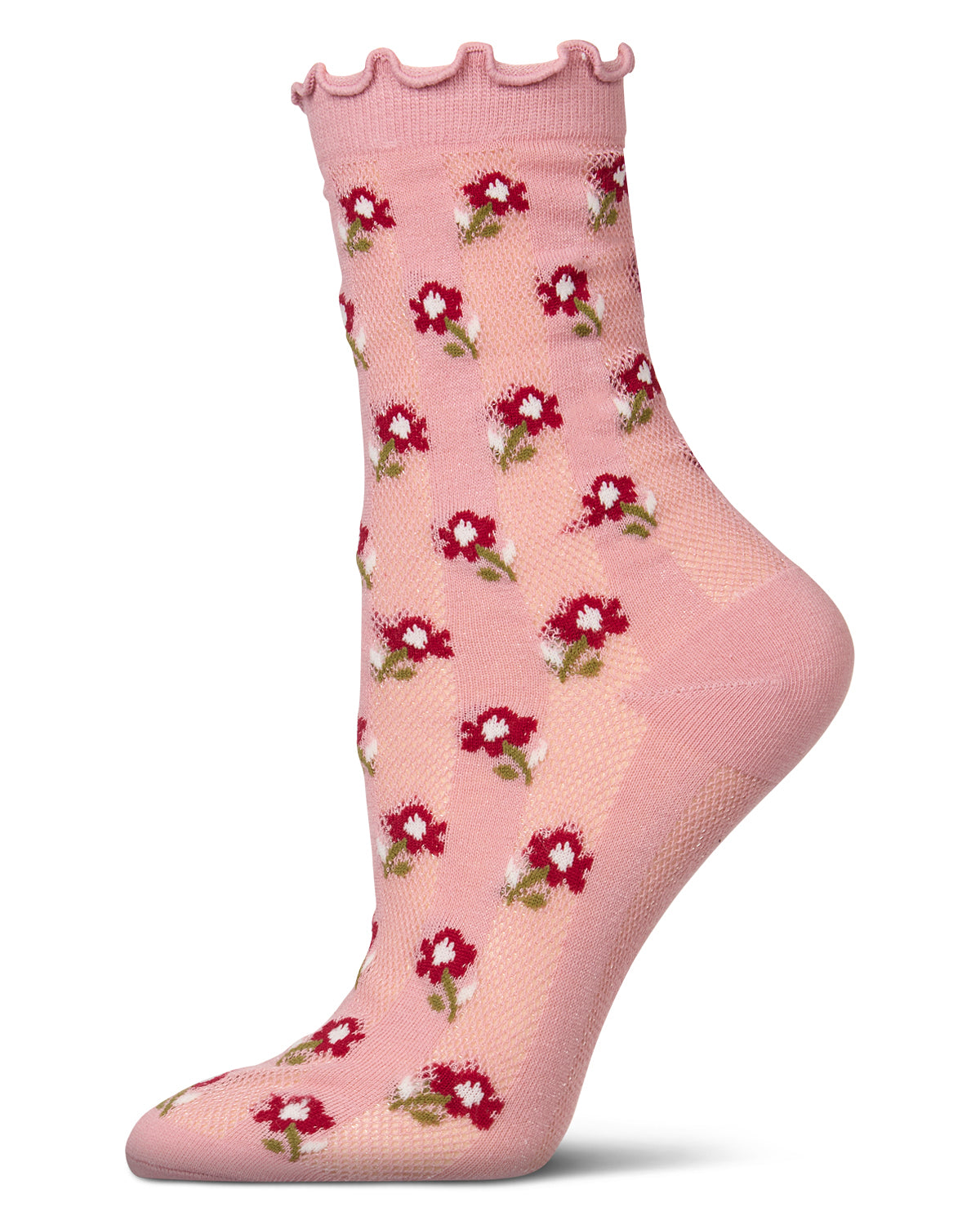 Women's "Ditsy Floral" Cotton-Rich Mini-Net Ruffle-Edge Ankle Sock – MeMoi