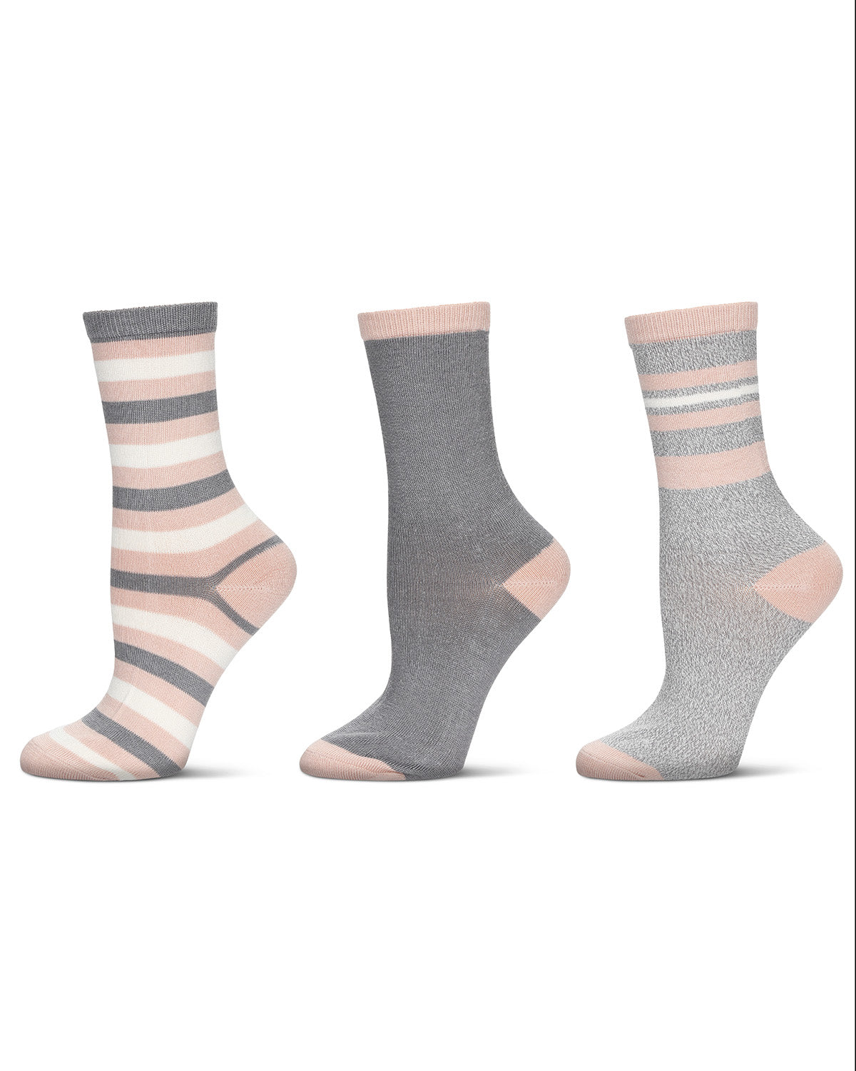 Women's 3 Pack Multi-Stripe Buttersoft Crew Socks – MeMoi