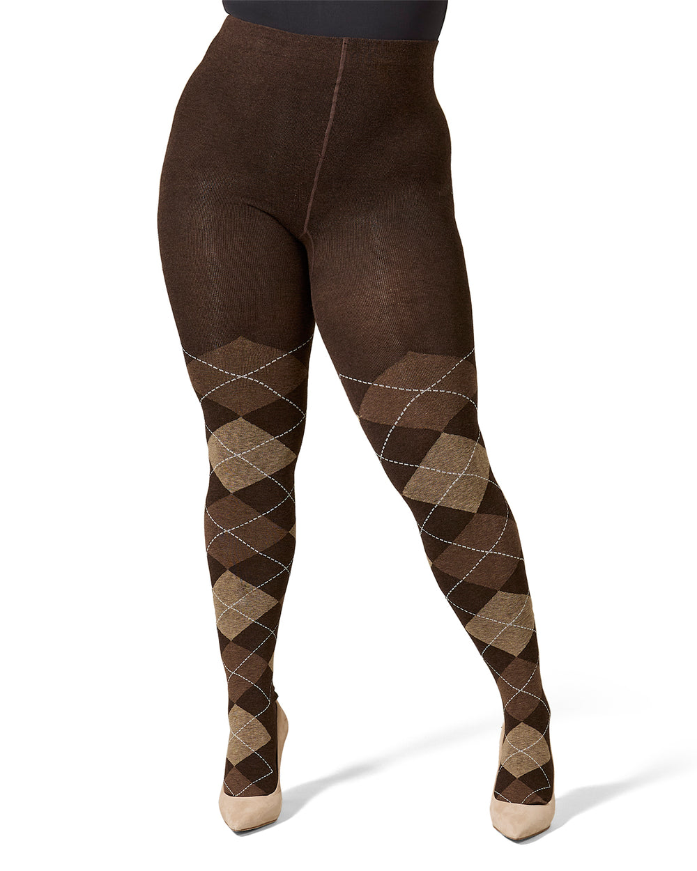 Classic Large-Print Argyle Sweater Tights