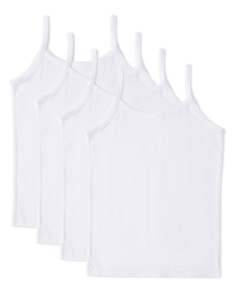 4 Pack Girls Cotton Rich Solid White Layering Camis – MeMoi