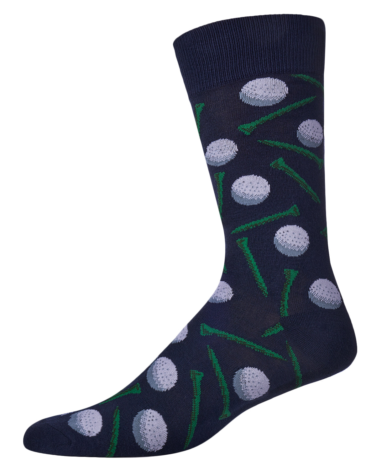 Men's "Golf Ball and Tee" Rayon from Bamboo Blend Novelty Crew Sock