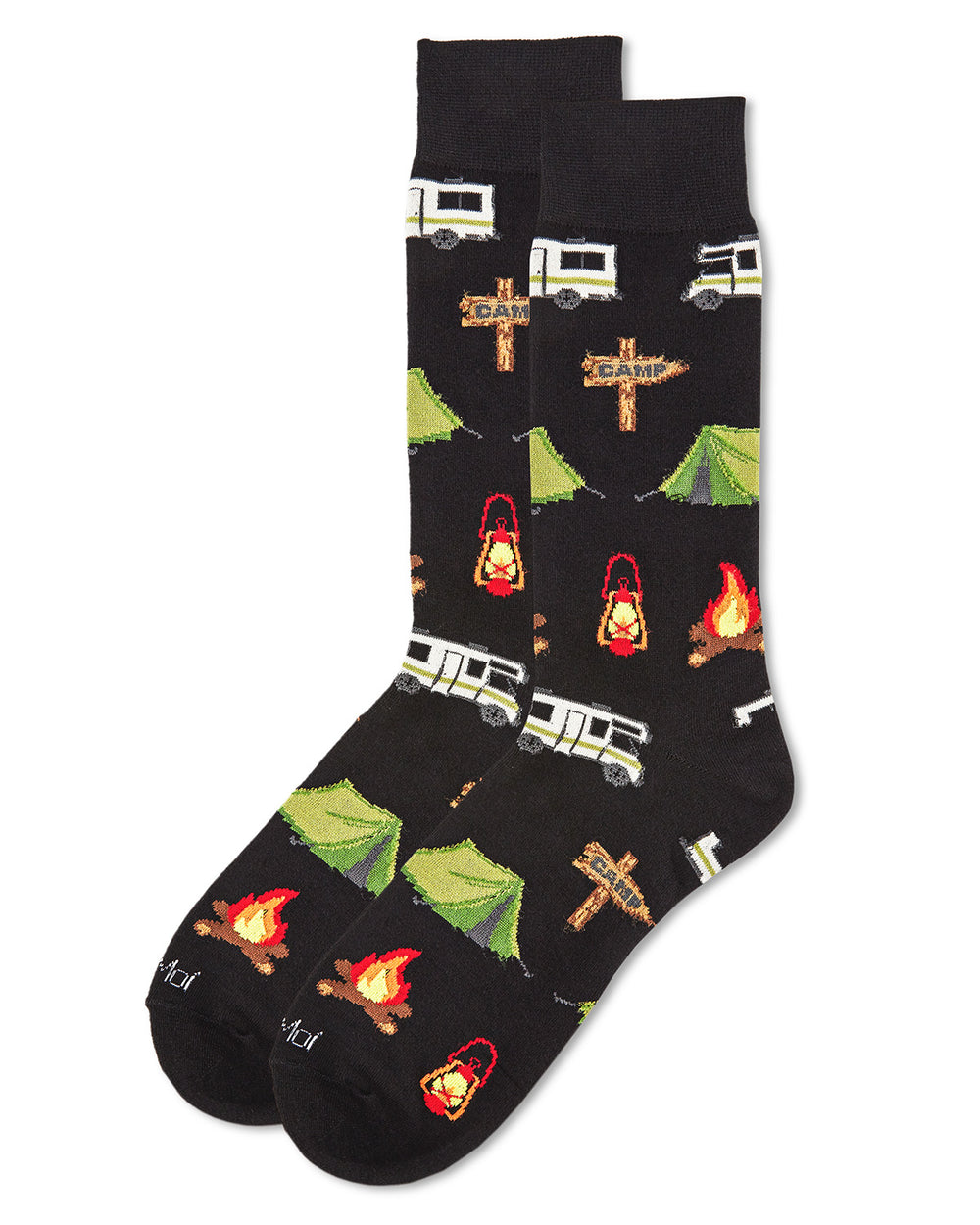 Men's Happy Camper Bamboo Blend Novelty Crew Sock