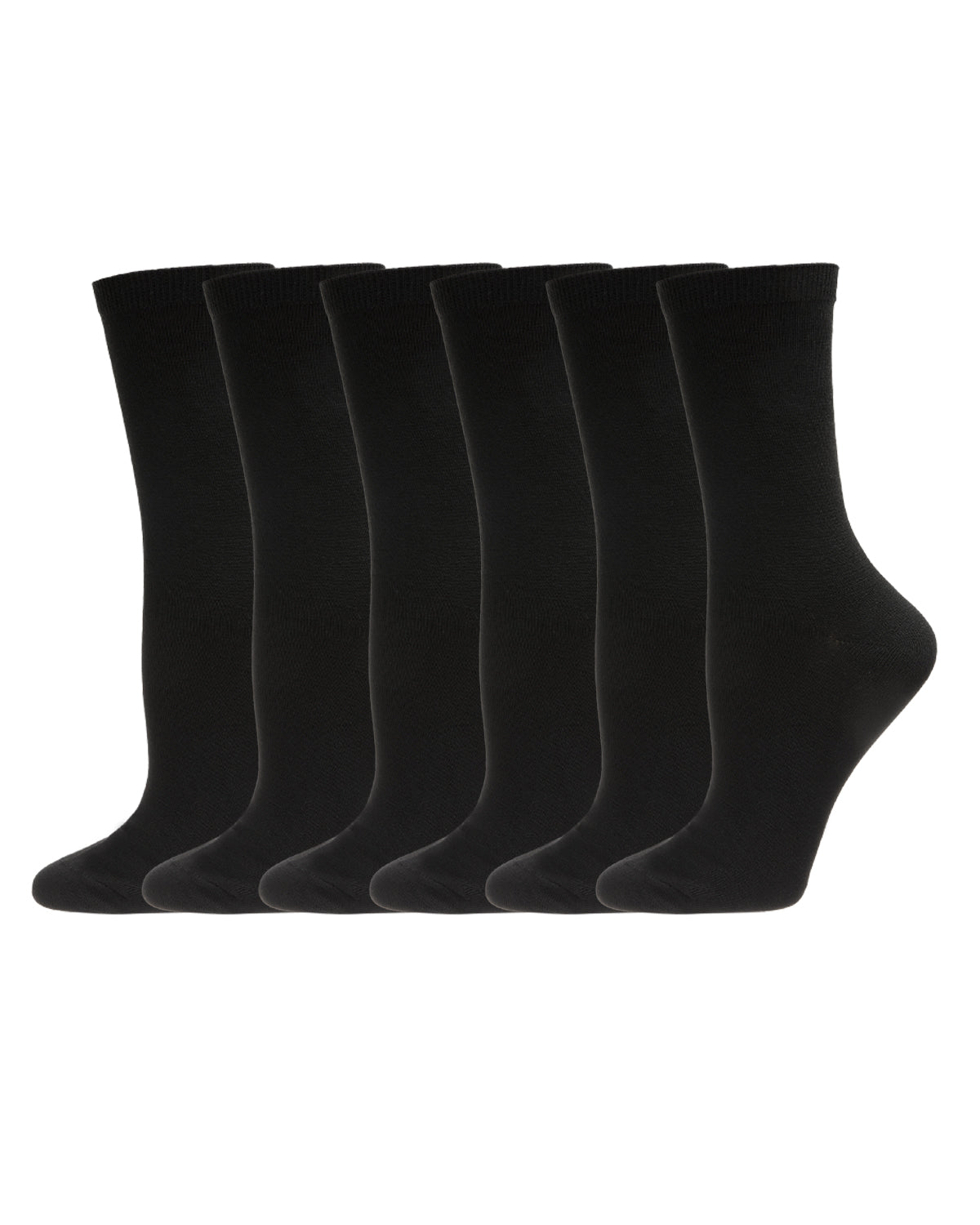 Women's 6 Pair Pack Basic Solid Soft Flat Knit Crew Socks – MeMoi