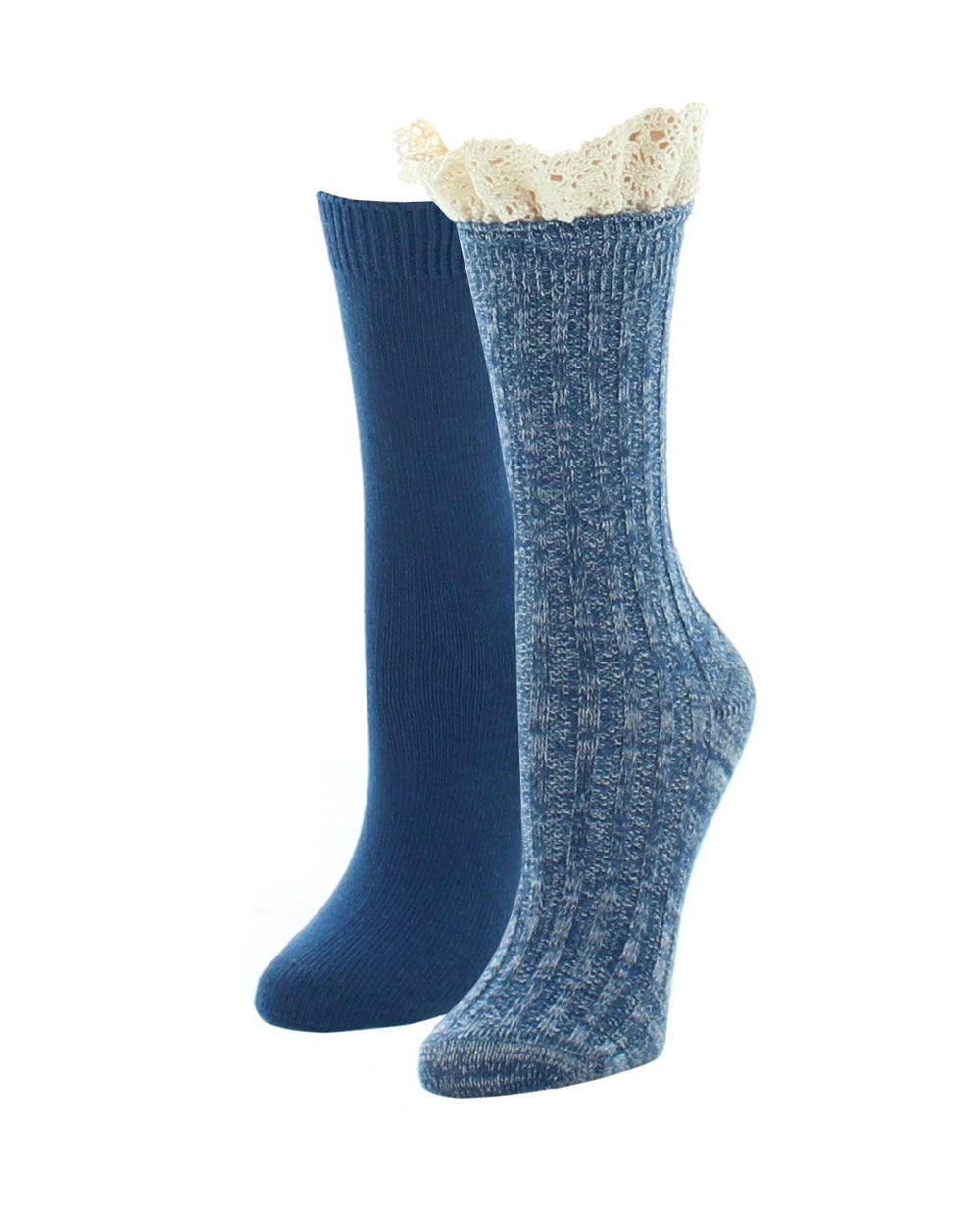 Lace & More Fashion Cotton Blend Boot Socks 2-Pack