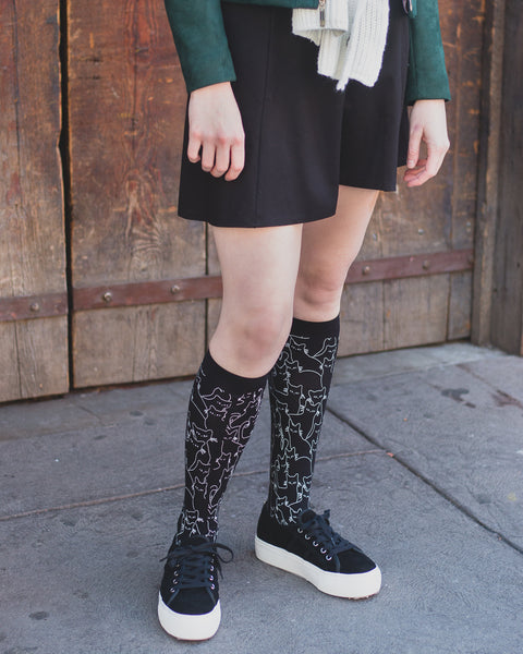 Women's Kitten Intuition Printed Knee High Socks