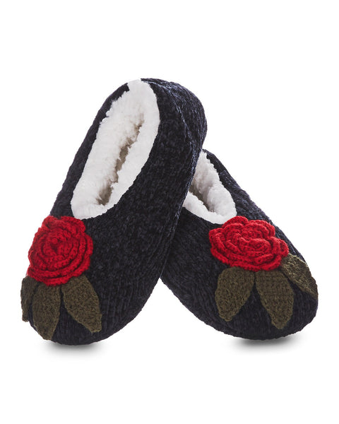 Women's Winter Rose Chenille Plush-Lined Slippers