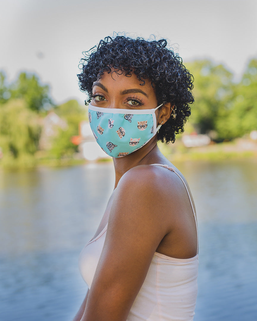 Studious Cats Fashion Face Covering with 5-Layer Filter Inserts