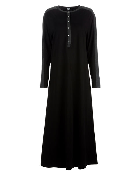 Women's Modest Long Placket Ankle-Length Cotton Blend Gown